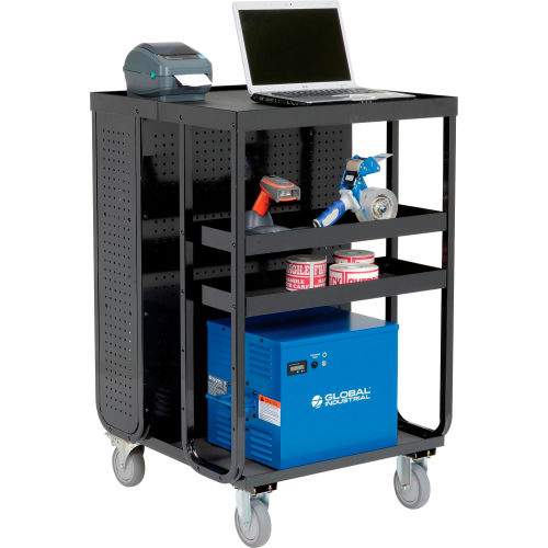 Global Industrial™ Steel Powered Receiving Cart 100AH, 28"L x 31"W x 44 ...