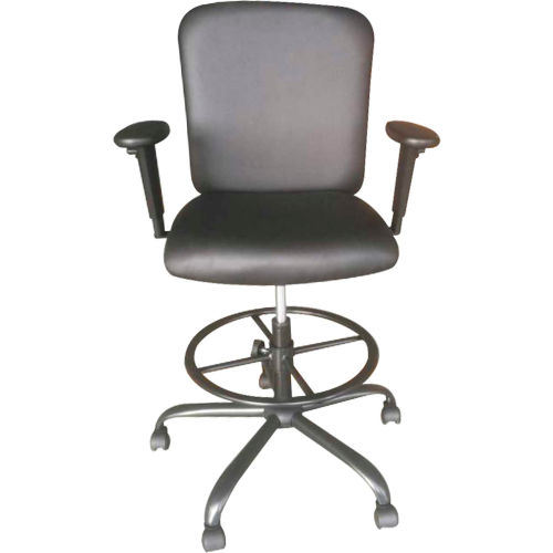 Interion® Antimicrobial PU Leather Big & Tall Drafting Stool, Black