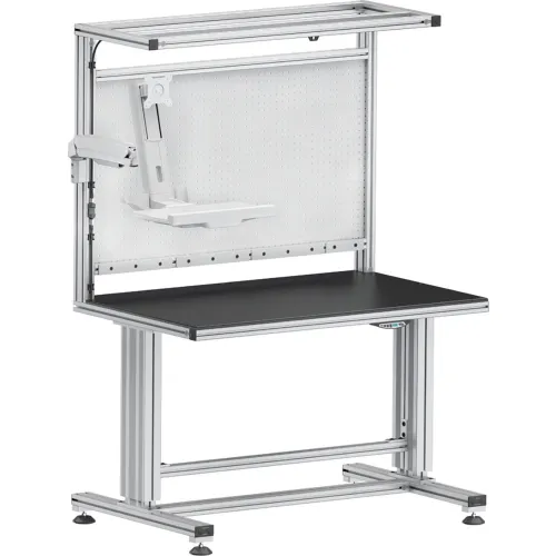 80/20® Deluxe Workstation, 48”W x 30”D, Silver/Black/White