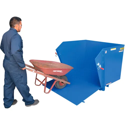 Steel Self-Dumping Forklift Hopper W/Drop-Down Front Ramp, 1-1/2 Cu. Yd ...