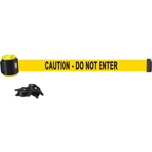 Banner Stakes Magnetic Wall Mount Barrier, 15' Yellow "Caution-Do Not ...