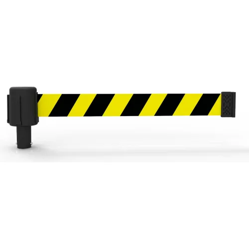 Banner Stakes PLUS Banner Head, 15' Black/Yellow Diagonal Stripe Belt