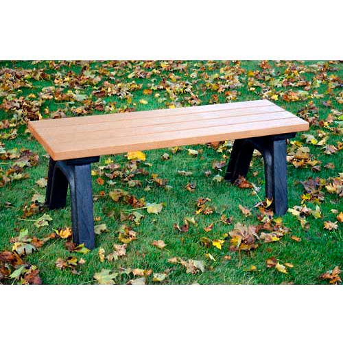 Polly Products Deluxe 4' Flat Bench, Cedar Bench/Black Frame