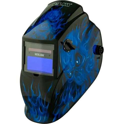 Metal Man® Auto Darkening Welding Helmet, Variable Shade Control - Blue ...