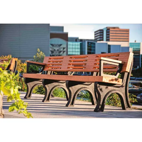 Polly Products Elite 8' Backed Bench w/ Arms, Cedar Bench/Black Frame