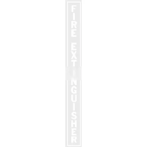 Vertical Decal Fire Extinguisher Lettering On Clear Film, White