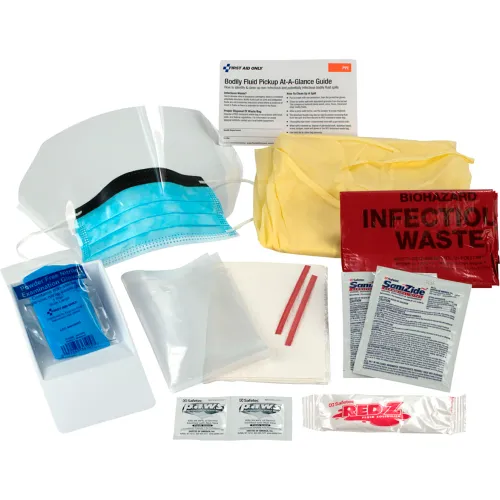 First Aid Only Bloodborne Pathogen Spill Clean Up Kit, Single Use Tray ...