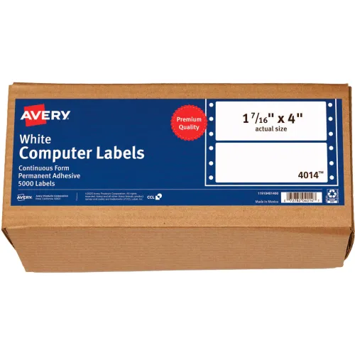 Avery® Dot Matrix Printer Address Labels, 1 Across, 1-7/16 x 4, White ...