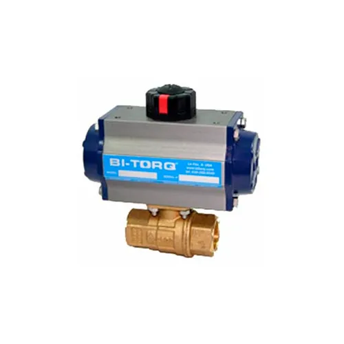 BI-TORQ 2" 2-Pc Brass NPT Ball Valve W/Spring Ret. Pneum. Actuator