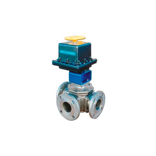 BI-TORQ 3" 3-Way L-Port SS 150# Flanged Ball Valve W/NEMA 4 115VAC