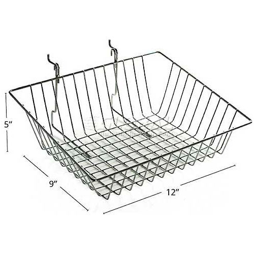 Global Approved 300624 Sloped Chrome Wire Basket, 5" High, Metal