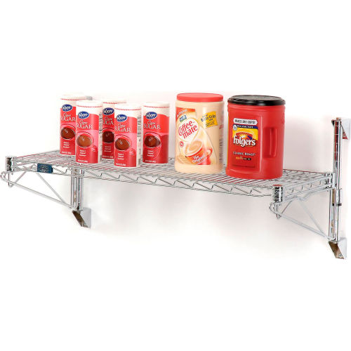 Nexel® Chrome Wall Mount Wire Shelving 42"W x 14"D x 14"H 1 - Shelf Starter