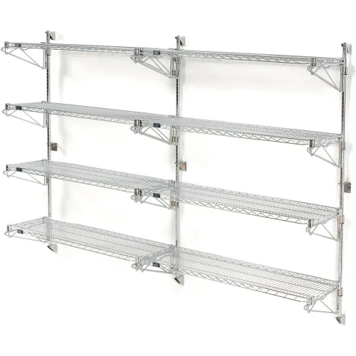 Nexel® Chrome Wall Mount Wire Shelving 48"W x 14"D x 63"H 4 - Shelf Add-On