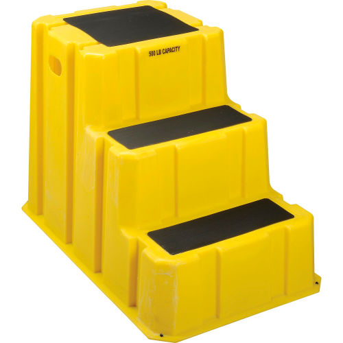 3 Step Nestable Plastic Step Stand - Yellow 25-3/4"W x 42"D x 29"H ...