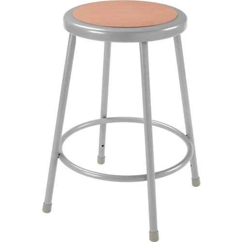Interion® 24"H Steel Work Stool with Hardboard Seat - Backless - Gray - Pack of 2 - Zuma