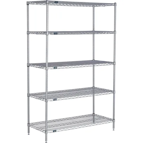 Nexel® 5 Shelf, Nexelate® Silver Epoxy Wire Shelving Unit, Starter, 60 ...