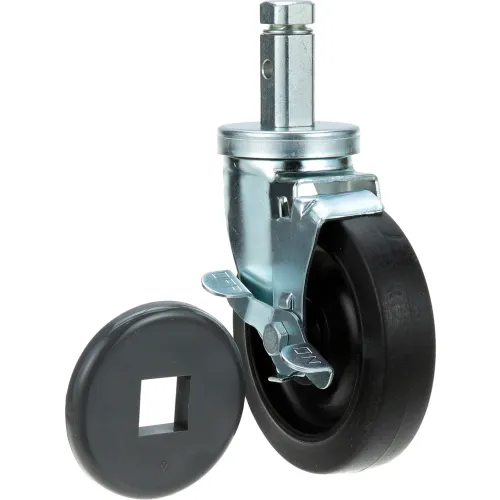 Allpoints 26-3254 5" Swivel Stem Caster with Brake for 7/8" Square Post ...