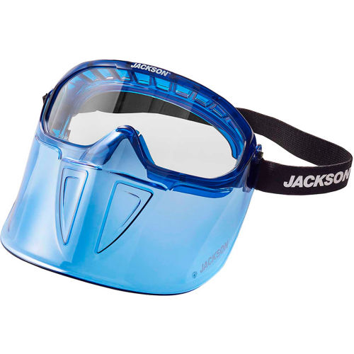 Jackson Safety 21000 Blue Goggle with Flip Up Chin Guard, Clear, Anti-Fog