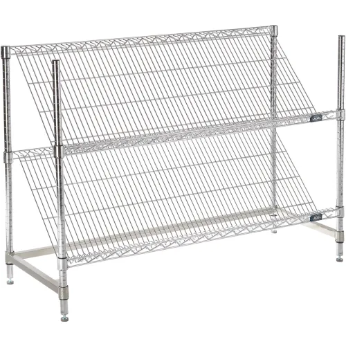 Nexel 2 Shelf Chrome Slant Wire Shelving Unit Starter 48 W x 18 D x 34 H