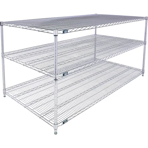 Nexel® 3 Shelf, Stainless Steel Wire Shelving Unit, Starter, 72"W x 30 ...