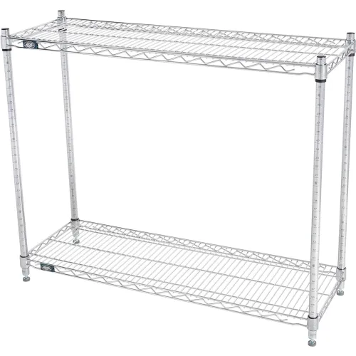 Nexel® 2 Shelf, Chrome Wire Shelving Unit, Starter, 42"W x 14"D x 34"H