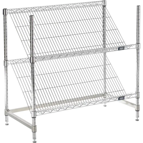 Nexel® 2 Shelf, Chrome Slant Wire Shelving Unit, Starter, 36"W x 24"D x ...