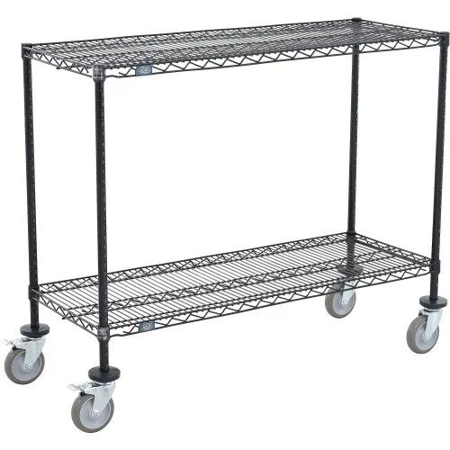 Nexel®, 2 Shelf, Shelf Cart, Black Epoxy, 36"W x 24"D x 40"H, Poly ...