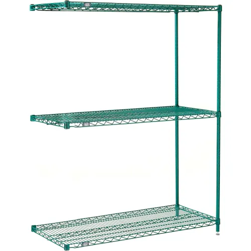 Nexel® 3 Shelf, Poly-Green® Wire Shelving Unit, Add On, 54"W x 14"D x 54"H