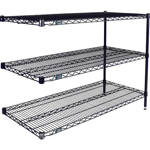 Nexel® 3 Shelf, Nexelon® Blue Wire Shelving Unit, Add On, 42"W x 14"D x ...