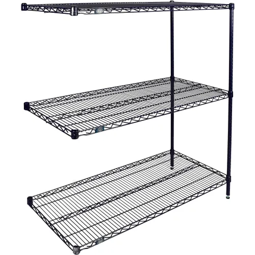 Nexel® 3 Shelf, Nexelon® Blue Wire Shelving Unit, Add On, 30"W x 14"D x ...
