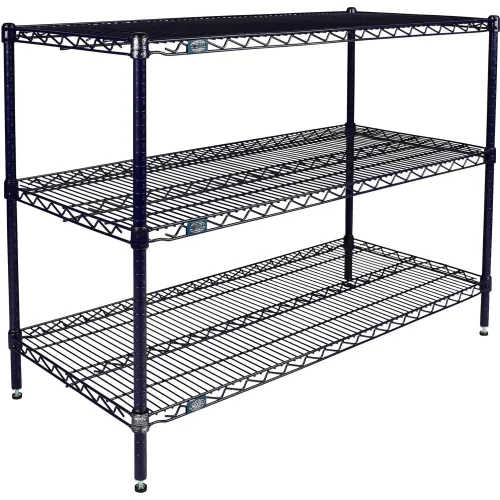 Nexel® 3 Shelf, Nexelon® Blue Wire Shelving Unit, Starter, 48"W x 14"D ...