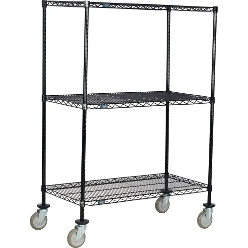 Nexel® 3 Shelf Truck, Black Epoxy, 54"W x 21"D x 60"H, Polyurethane ...