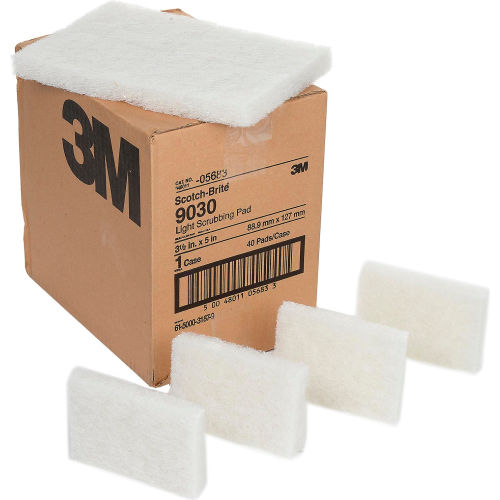 3M Scotch-Brite™ Light Duty Scouring Pads , White, 40 Pads - 9030