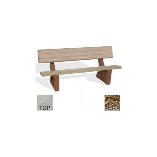 72" Commercial Concrete Bench, Polished Tan River Rock Bench/Tan River ...