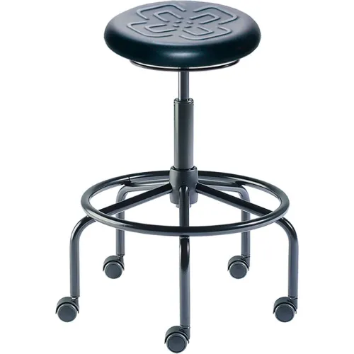 BioFit Antimicrobial Stool, 24"-31" Seat Height, Black Urethane - Black ...