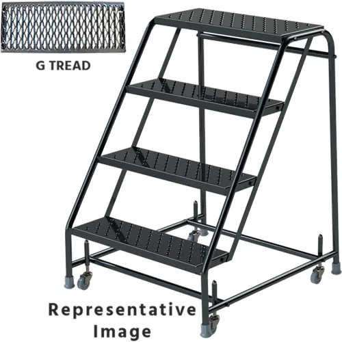 Ballymore 4-Step Steel Rolling Spring Loaded Caster Ladder without ...