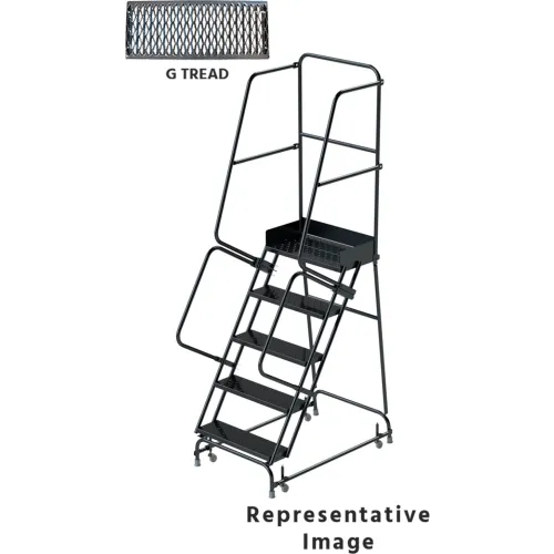 Ballymore 5-Step Steel Rolling Spring Loaded Caster Ladder with ...