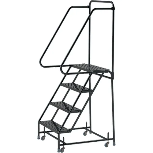 Ballymore 4-Step Steel Rolling Spring Loaded Caster Ladder with ...