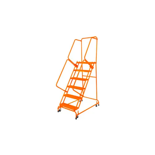 Perforated 24"W 6 Step Steel Rolling Ladder 21"D Top Step Lock Step ...