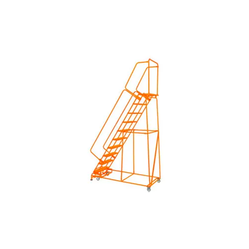 Perforated 24"W 10 Step Steel Rolling Ladder 14"D Top Step Lock Step ...