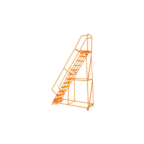 Perforated 24"W 12 Step Steel Rolling Ladder 14"D Top Step Lock Step ...