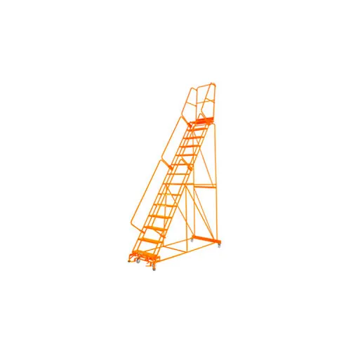 Perforated 24"W 14 Step Steel Rolling Ladder 21"D Top Step Lock Step ...