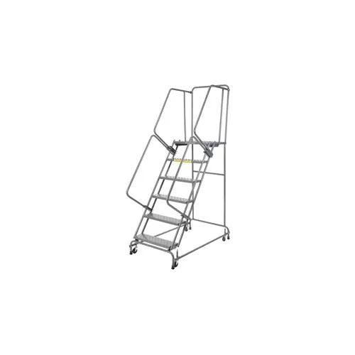 Perforated 16"W 6 Step Steel Rolling Ladder 14"D Top Step w/ Cal OSHA ...