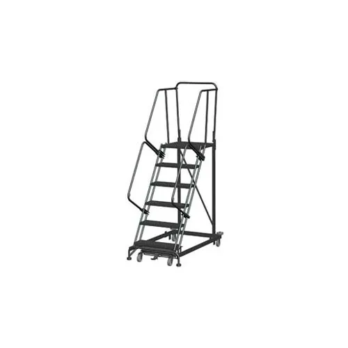 6 Step Extra Heavy Duty Steel Rolling Safety Ladder - Expanded Metal ...