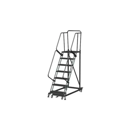 7 Step Heavy Duty Steel Rolling Safety Ladder, Heavy Duty Serrated ...