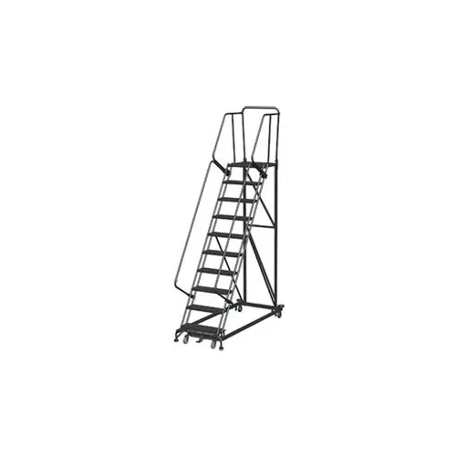 10 Step Extra Heavy Duty Steel Rolling Safety Ladder - Expanded Metal ...