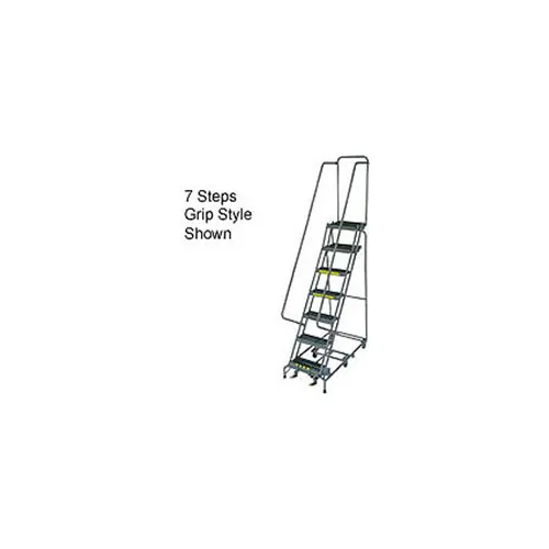 7 Step 16"W Perforated All Directional Steel Rolling Ladder w/ Cal OSHA ...