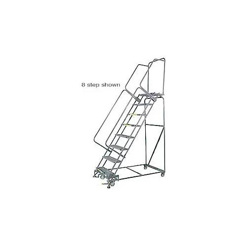 7 Step 16"Wx72"D Stainless Steel Rolling Safety Ladder - Serrated ...
