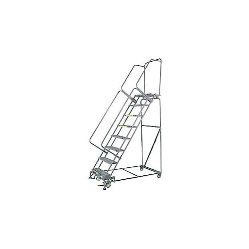 8 Step 24"Wx71"D Stainless Steel Rolling Safety Ladder - Perforated ...