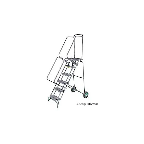 12 Step 16"W Stainless Steel Fold and Store Rolling Ladder - Perforated ...